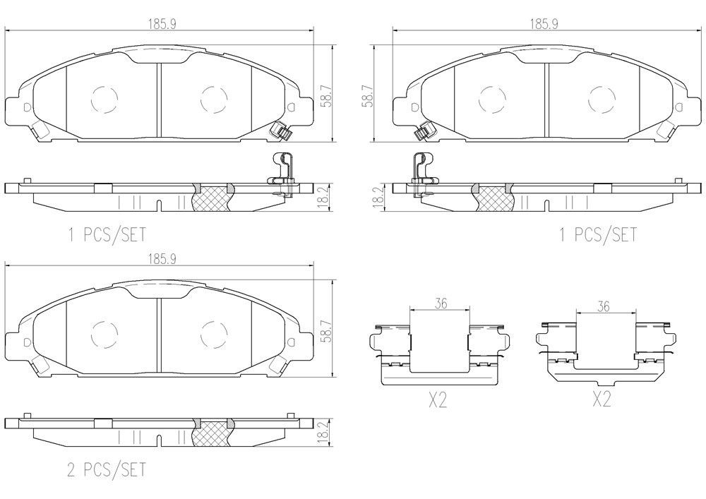 Brembo P24206N - Disc Brake Pad Set, 2-Wheel Set, NAO, Ceramic, FMSI ...