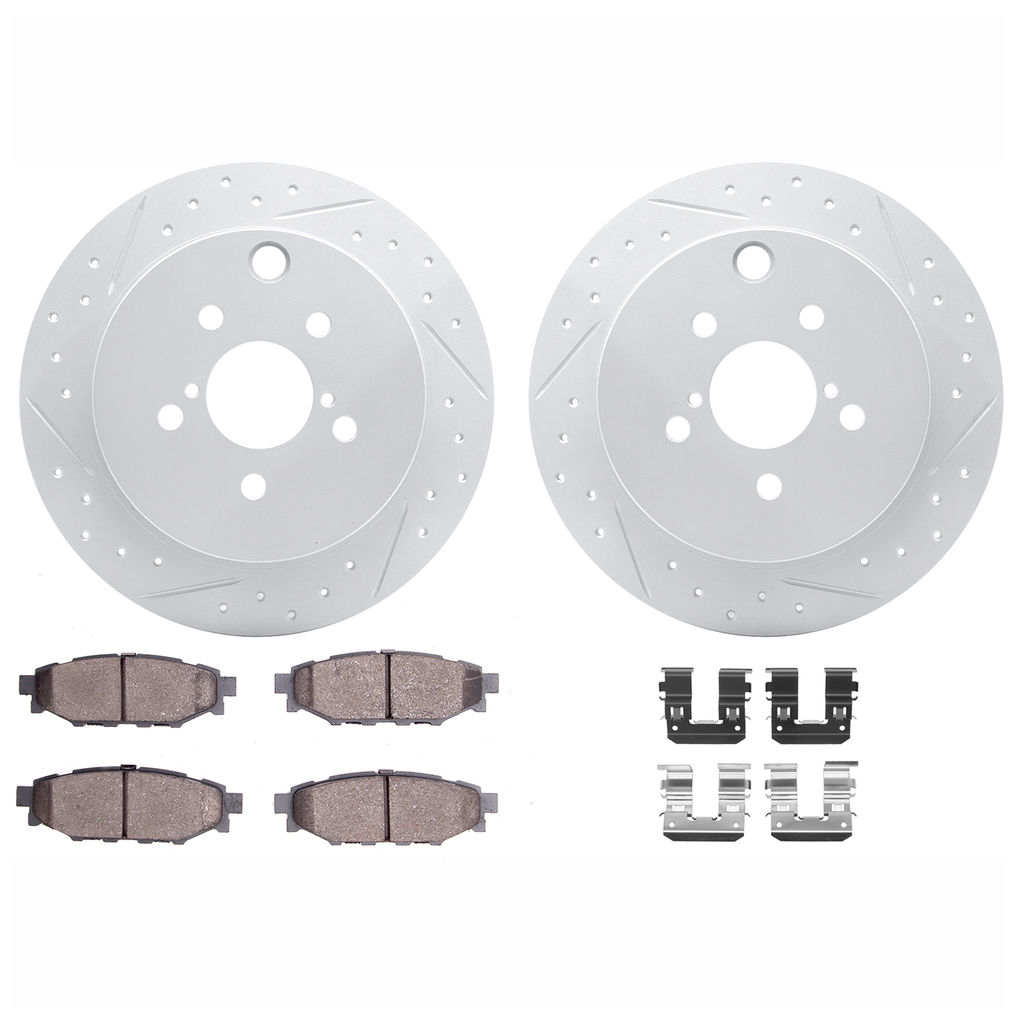 Dynamic Friction 2512-13043 - Brake Kit - Coated Drilled and Slotted ...
