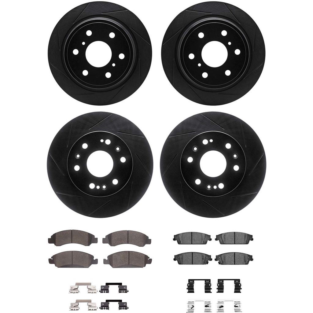 Dynamic Friction 3514-48032 - Brake Kit - Black Zinc Coated Slotted ...
