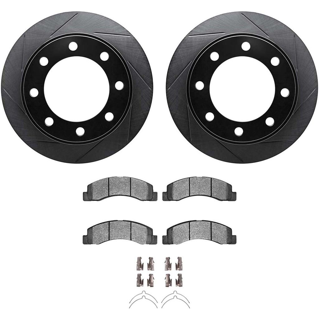 Dynamic Friction 3512-54127 - Brake Kit - Black Zinc Coated Slotted ...