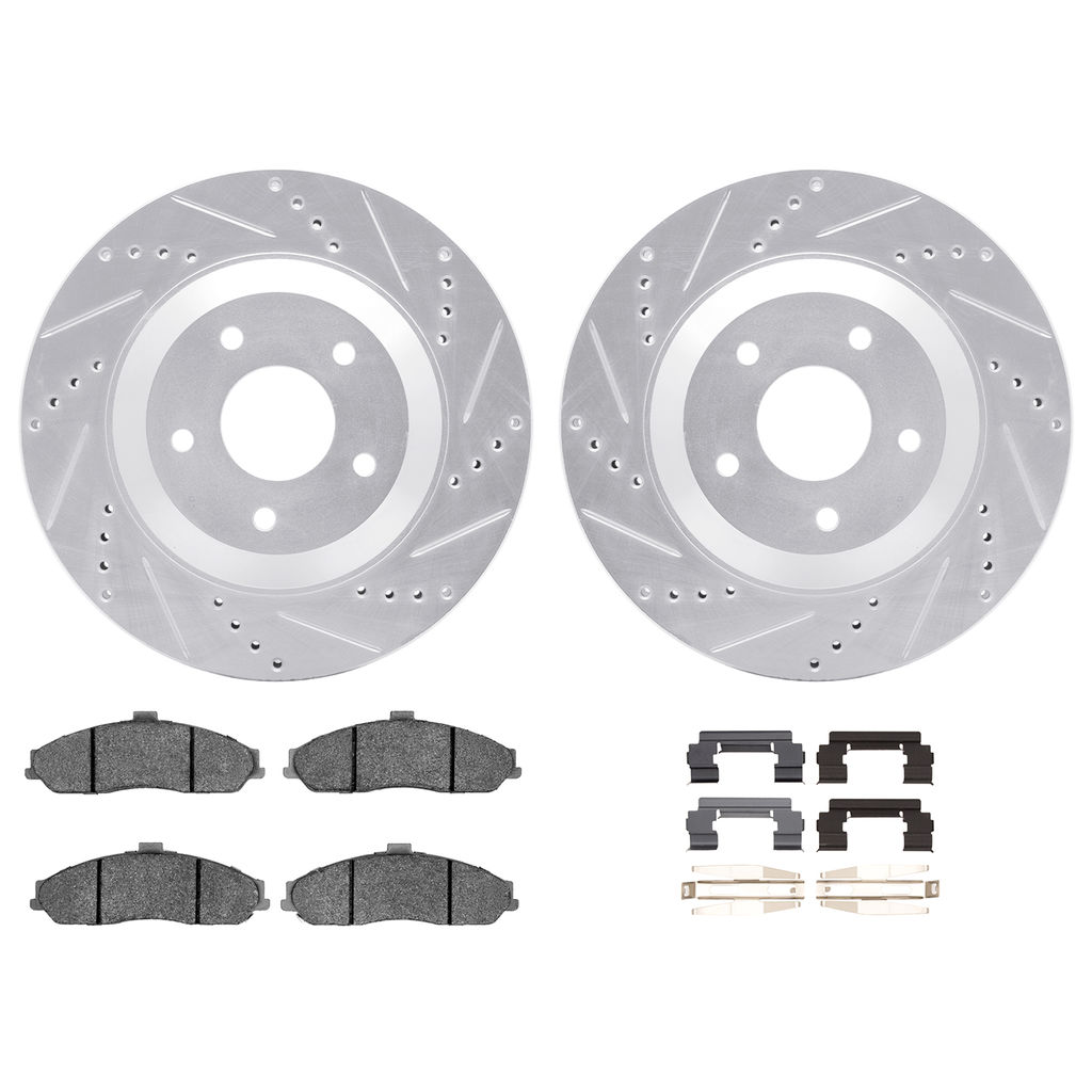 Dynamic Friction Brake Kit - 227 Zinc Coated Drilled & Slotted Rotors ...
