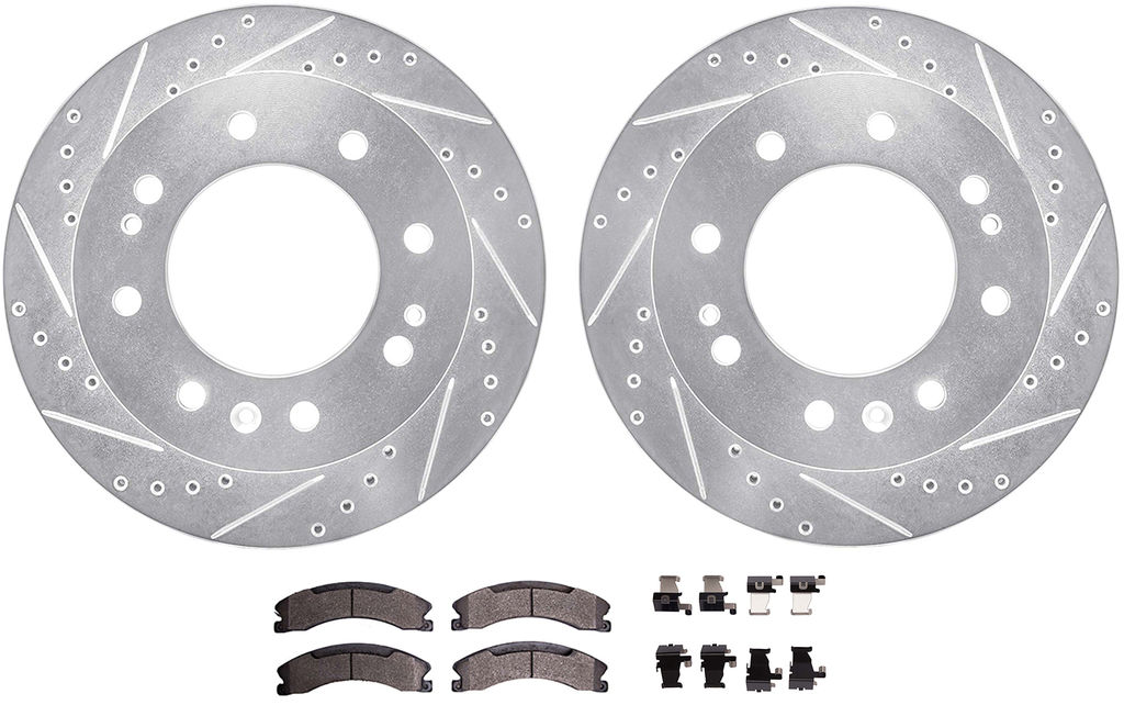Dynamic Friction 7512-48068 - Brake Kit - Silver Zinc Coated Drilled ...