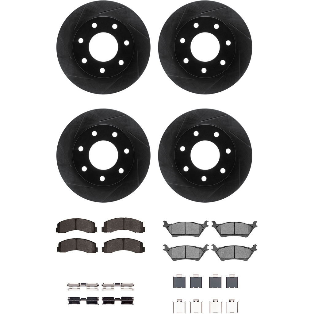 Dynamic Friction 3414-54049 - Brake Kit - Black Zinc Coated Slotted ...