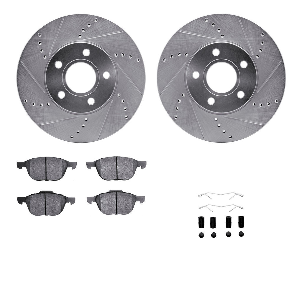 Dynamic Friction Brake Kit - 227 Zinc Coated Drilled & Slotted Rotors ...