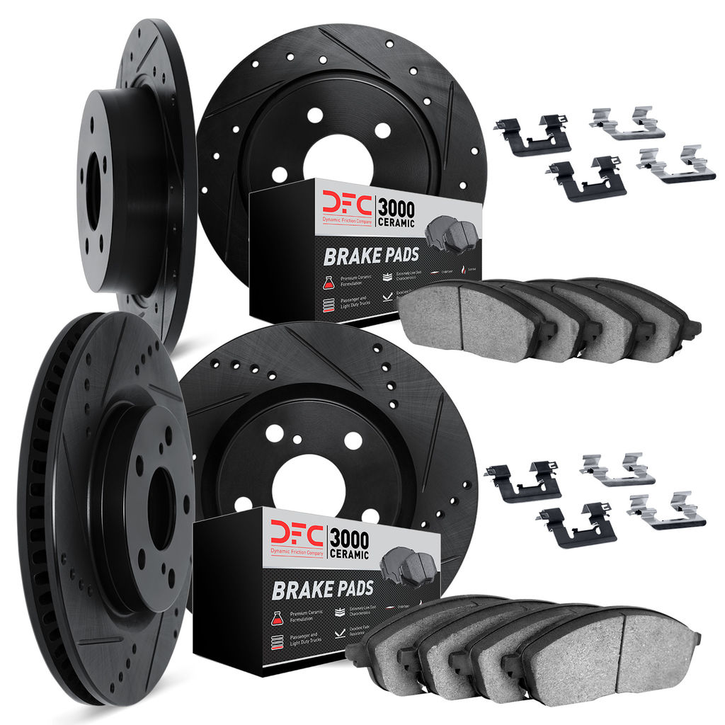 Dynamic Friction Brake Kit - 227 Zinc Coated Drilled & Slotted Rotors ...
