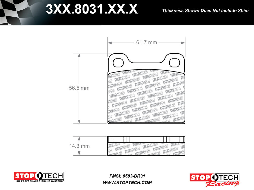 Stoptech 330.0031.15.0 - SR30 Race Disc Brake Pad Set, 2 Wheel Set