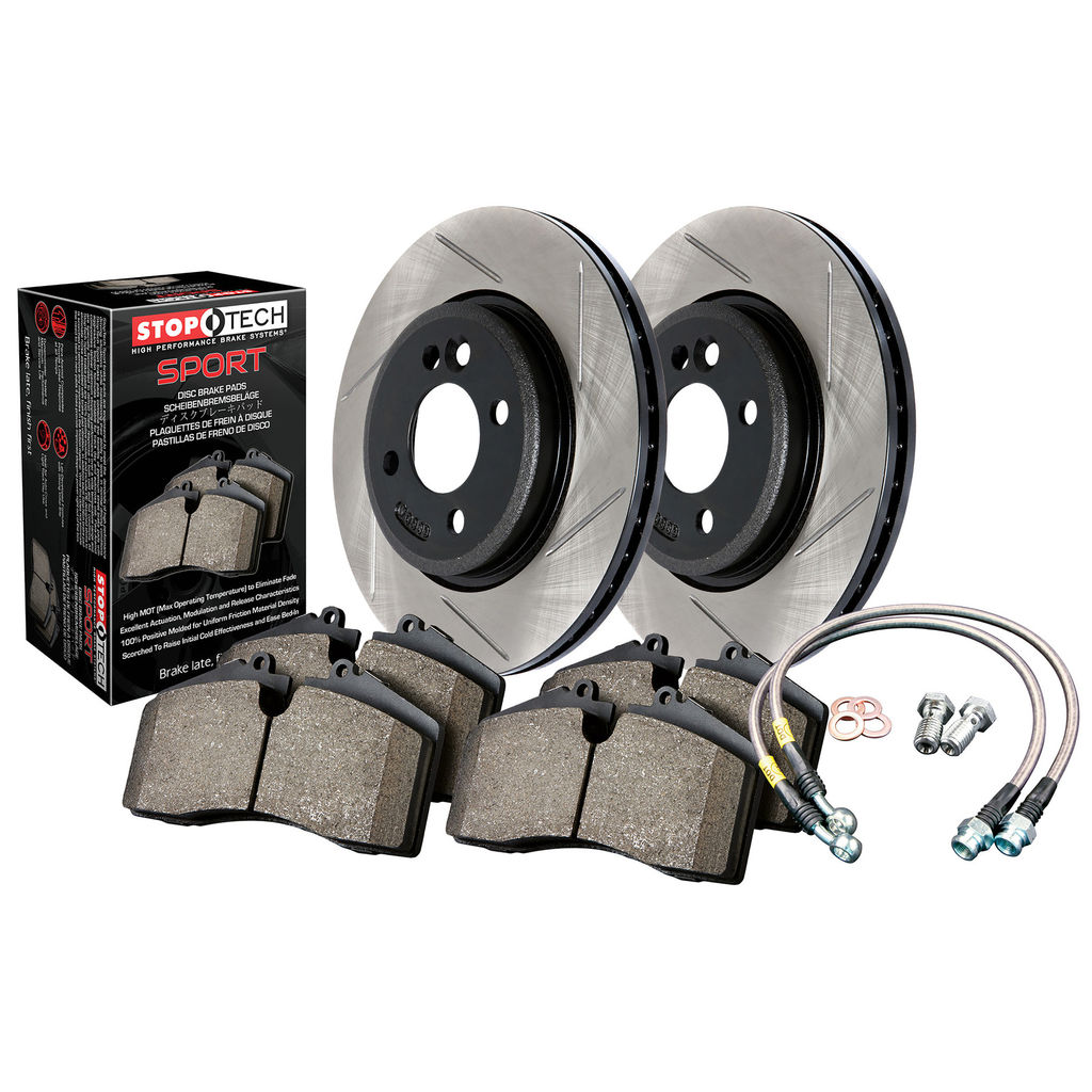 StopTech Sport Brake Kit - Stage 4.3 - Slotted Rotors - Sport Pads and ...